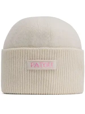 PATOU Logo-patch Beanie - White