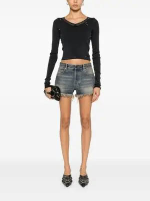 Balenciaga Logo-patch Denim Shorts - Blue
