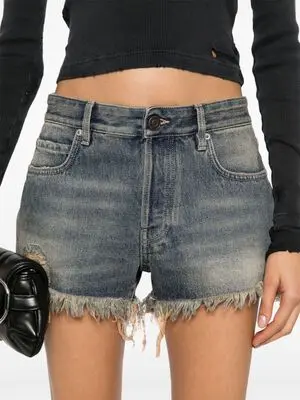 Balenciaga Logo-patch Denim Shorts - Blue