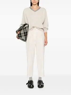 Brunello Cucinelli Monili-detail Corduroy Trousers - Neutrals