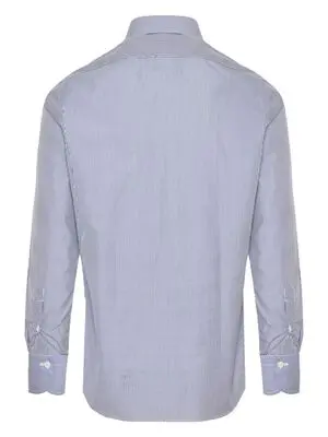 FINAMORE 1925 Spread Collar Striped Shirt - Blue
