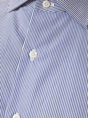 FINAMORE 1925 Spread Collar Striped Shirt - Blue