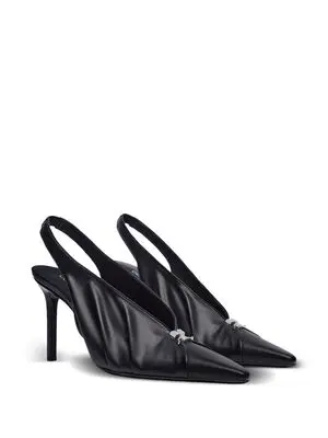 COURREGES Draped Faux Leather Slingbacks - Black