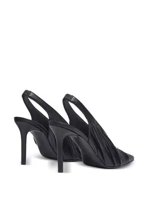 COURREGES Draped Faux Leather Slingbacks - Black