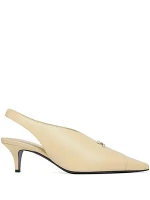 COURREGES Leather Slingbacks With Logo Plaque