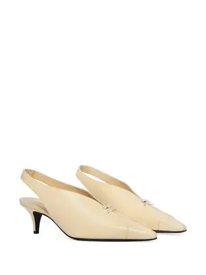 COURREGES Leather Slingbacks With Logo Plaque