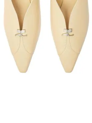 COURREGES Leather Slingbacks With Logo Plaque