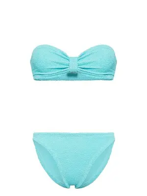 Hunza G Jean Crinkle Bandeau Bikini Set - Blue