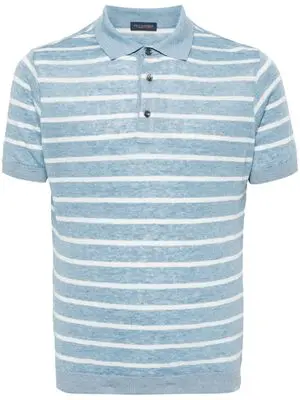 Paul & Shark Striped Linen Polo Shirt - Blue