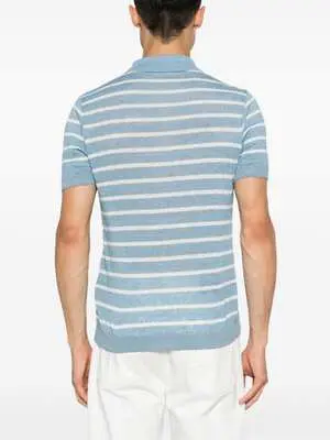 Paul & Shark Striped Linen Polo Shirt - Blue