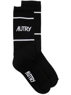 AUTRY Intarsia-knit Logo Socks - Black