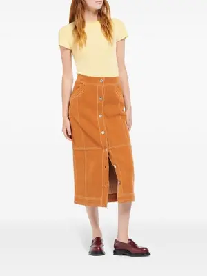 BARRIE High-waisted Midi Skirt - Brown