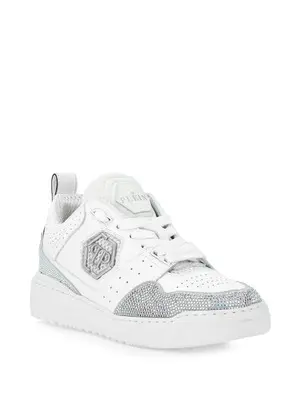 Philipp Plein Crystal-embellished Leather Sneakers