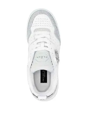 Philipp Plein Crystal-embellished Leather Sneakers