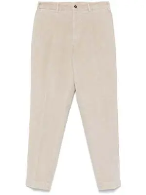 DELL'OGLIO Corduroy Tapered Trousers - Neutrals