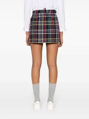 Thom Browne Tartan-check Wool Mini Skirt - Blue
