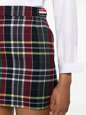 Thom Browne Tartan-check Wool Mini Skirt - Blue