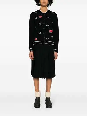 Thom Browne Hector And Rose Embroidered Wool Cardigan