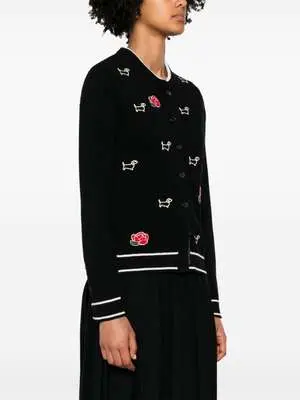 Thom Browne Hector And Rose Embroidered Wool Cardigan