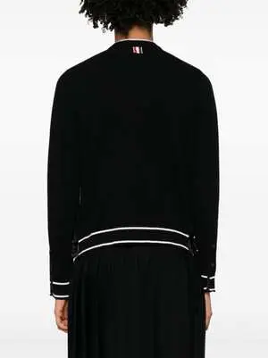 Thom Browne Hector And Rose Embroidered Wool Cardigan