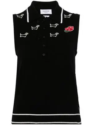 Thom Browne Hector-embroidered Virgin Wool Top