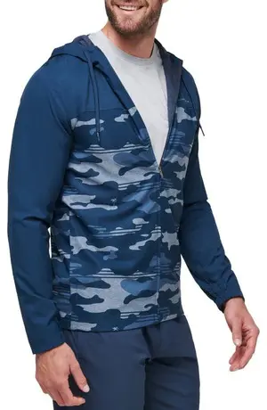 Travis Mathew Camo Zip Hoodie - Blue Nights
