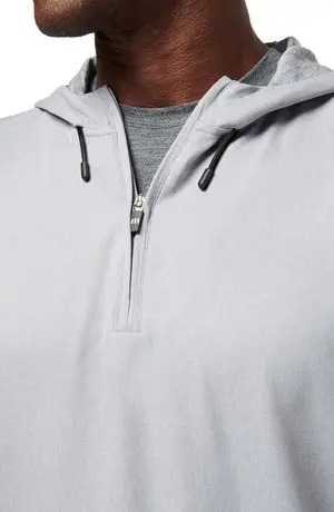 Travis Mathew Hooded Quarter Zip Pullover - Heather Sleet Floral