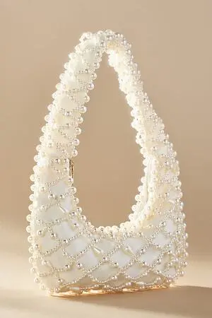 ANTHROPOLOGIE Lucy Satin Pearl Handbag