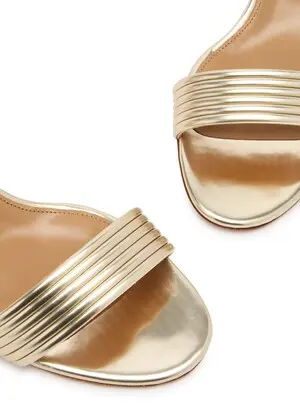 AQUAZZURA Sundance 50 Metallic Leather Sandals - Gold