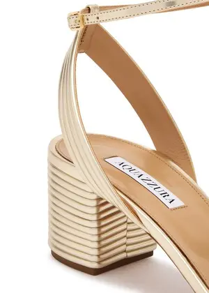AQUAZZURA Sundance 50 Metallic Leather Sandals - Gold
