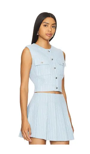 Line & Dot Emmeline Top - Sky Blue