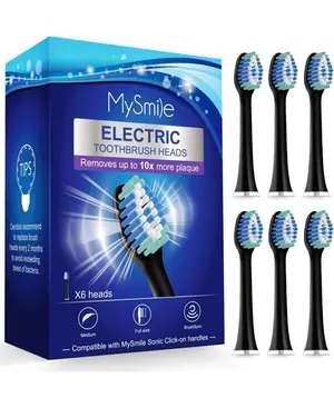 MYSMILE Electric Toothbrush Replacement Heads - Black
