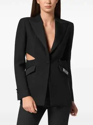 Philipp Plein Logo-plaque Cut-out Blazer - Black