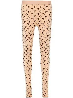 MARINE SERRE Moon Stirrup Leggings - Neutrals