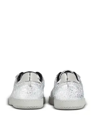 Balmain Swan Metallic-leather Sneakers