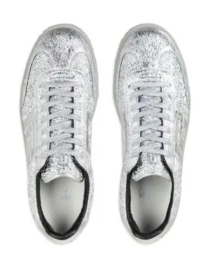Balmain Swan Metallic-leather Sneakers