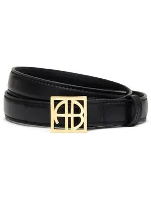 ANINE BING Monogram Leather Belt - Black