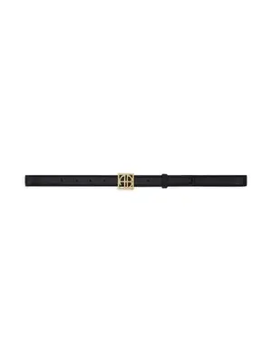 ANINE BING Monogram Leather Belt - Black