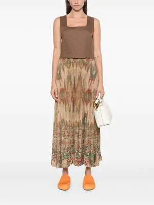 PIERRE-LOUIS MASCIA Printed Pleated Skirt