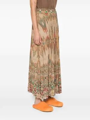 PIERRE-LOUIS MASCIA Printed Pleated Skirt