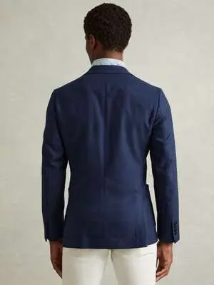 REISS Midnight Single Breasted Wool-silk Blazer Slim Fit