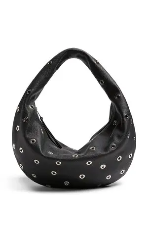 Khaite Olivia Medium Grommet Leather Hobo Bag - Black