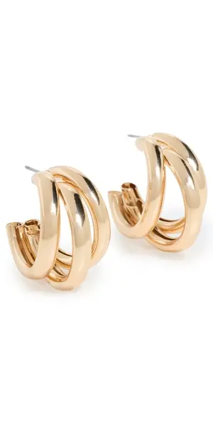 Brinker & Eliza Mini Triple Threat Hoop Earrings - Gold