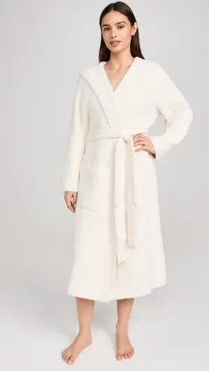 Barefoot Dreams Cozychic Ribbed Hooded Robe - Cream