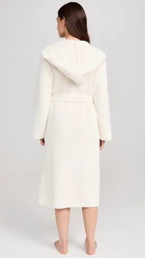 Barefoot Dreams Cozychic Ribbed Hooded Robe - Cream