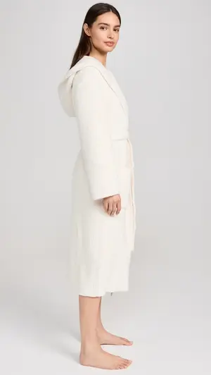 Barefoot Dreams Cozychic Ribbed Hooded Robe - Cream