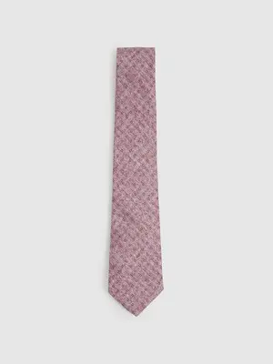 REISS Reiss Albarese Silk Geometric Print Neck Tie Dusty Pink