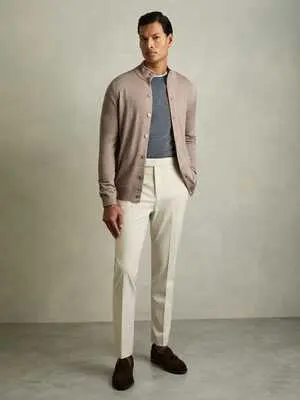 REISS Harlow Merino Wool Button-through Funnel Neck Cardigan