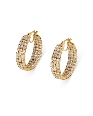 Nadri Cubic Zirconia Hoop Earrings - Gold