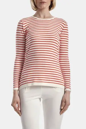 CAPSULE 121 Striped Knit Sweater - Flame Lily Stripe
